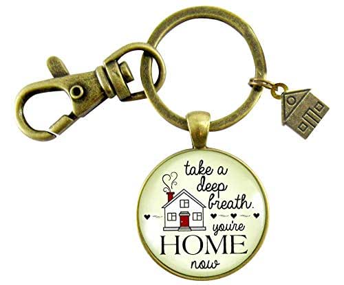 Amazon.com: Gutsy Goodness New Home Keychain Take a Deep Breath First ...
