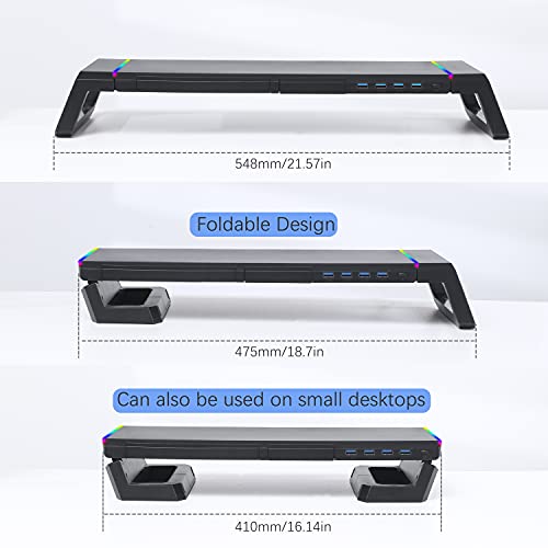 TopMate Monitor Stand for Desk RGB Gaming Lights with USB 3.0 Hub ...