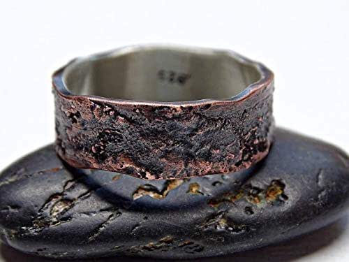 Amazon.com: dark copper silver ring, unique mens ring copper ...