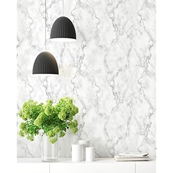 NextWall Faux Marble Texture Peel and Stick Wallpaper (White & Gray ...