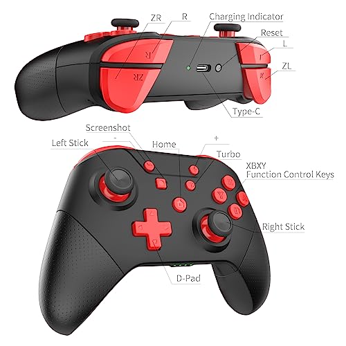 GCHT GAMING Switch Controller, Wireless Controller Compatible Nintendo ...