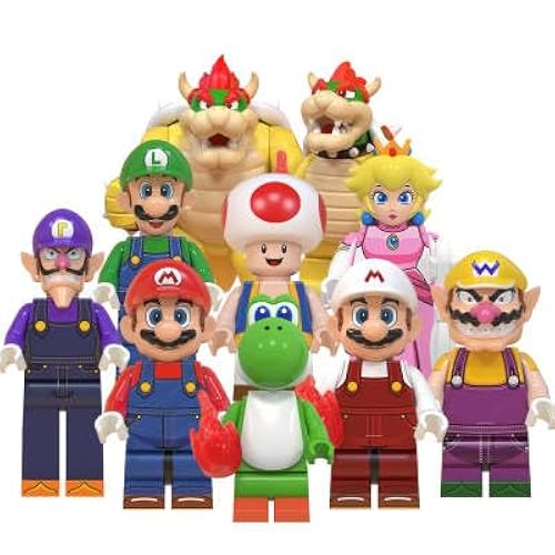 10 Pcs - Mario Bros Toys - Luigi - Princess Peach - Yoshi - Waluigi ...