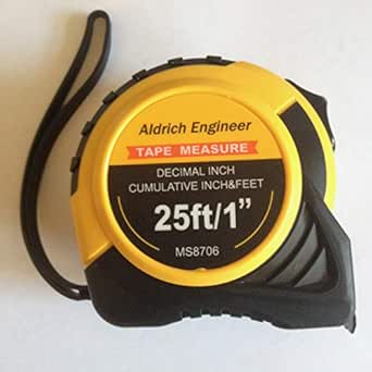 Decimal Inch Tape Measure, 25 Foot, Black Marks Even hundredths of an ...