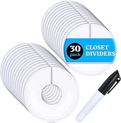 30 Closet Dividers for Hanging Clothes- White Closet Divider Set of 30 ...