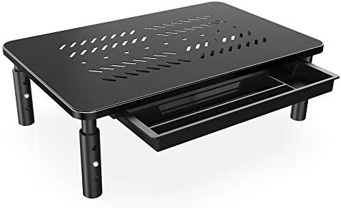 FITUEYES Metal Vented Monitor Stand with Height Adjustable Leg ...