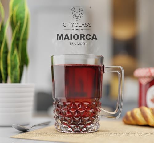 سعر City Glass Clear Glass Tea Cup Set of 3, Tea Mug Set, Decorative ...