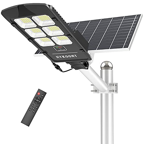 HYKOONT 400W Solar Street Lights Outdoor, Dusk to Dawn Solar Led Outdoor Light with Remote ...