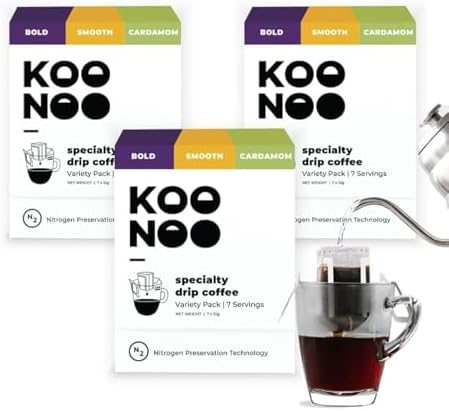 Koonoo Variety Pack | Specialty Drip Coffee | Bold x 3, Smooth x 2 ...