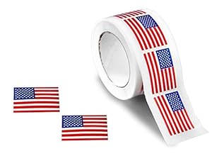 Amazon.com : Small American Flag Stickers (250 Stickers on a roll ...