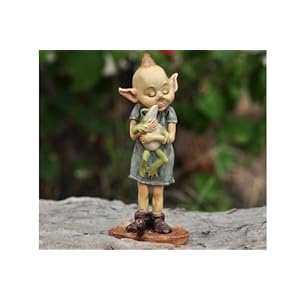 3.5″ Girl Pixie Hugging Frog – Miniature Figurine – Garden Mini Figure ...
