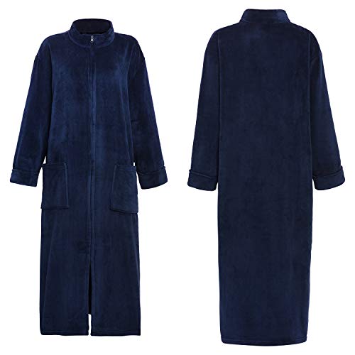 Alexander Del Rossa Women's Zip Up Fleece Robe, Warm Loose Bathrobe ...
