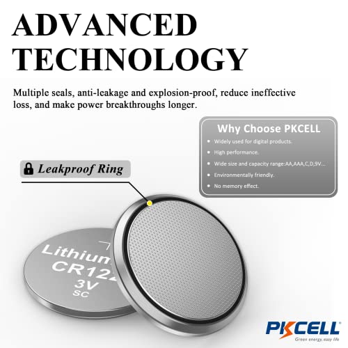 PKCELL 50-Pack CR1225 Battery, 3V Lithium Button Coin Cell for Car Key | Pricepulse