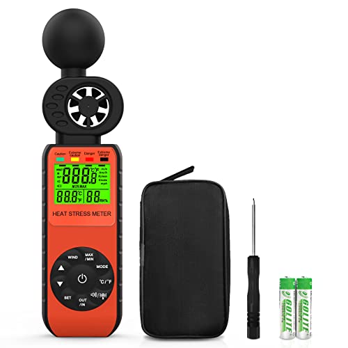 Digital Anemometer Heat Stress Meter, Wind Gauge with WBGT Temperature ...