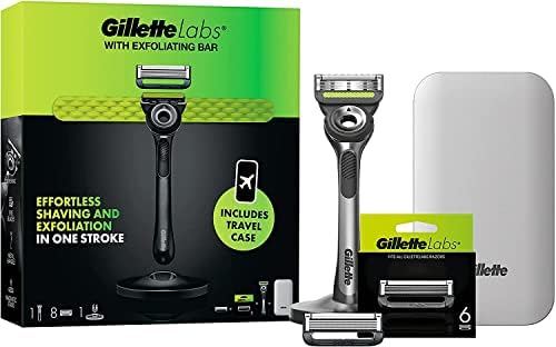 Gillette Labs Men's Razor + 8 Razor Blade Refills with Exfoliating Bar ...