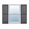 15 Inch x 63 Inch Standard Louver Exterior Vinyl Window Shutters, Dark ...