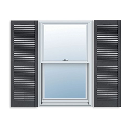 15 Inch x 63 Inch Standard Louver Exterior Vinyl Window Shutters, Dark ...