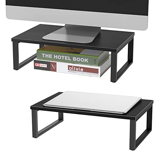NOVIMANGO 2 Pack Monitor Stand Riser Wood Desk Shelf with Storage ...
