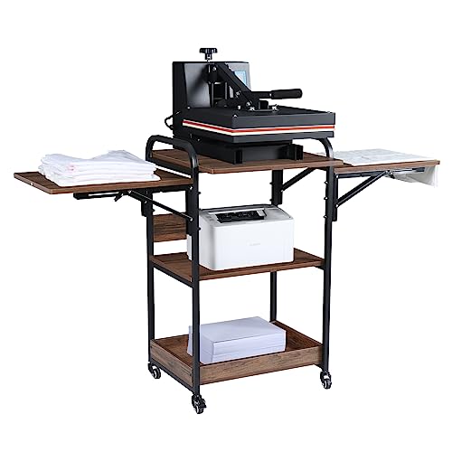 Kokorona Heat Press Stand Table with 3 Tier Storage, Movable Heavy Duty ...