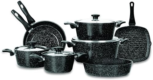 سعر طقم جرانيت من توب شيف مكون 12 قطعة حلة مقاس 18 - 20 24 28 سم طاسة ...