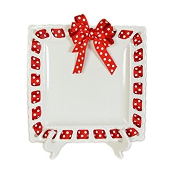 Amazon.com | Prissy Plates 12001-132 12" Round Ceramic Ribbon Plate ...