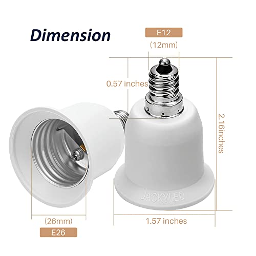 JACKYLED 15-Pack E12 to E26 E27 Adapter Chandelier Light Socket E12 to ...