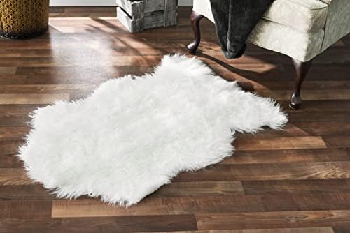 Silky Soft Faux Fur Rug, 2 ft. x 4 ft. White Fluffy Rug, Made in France ...