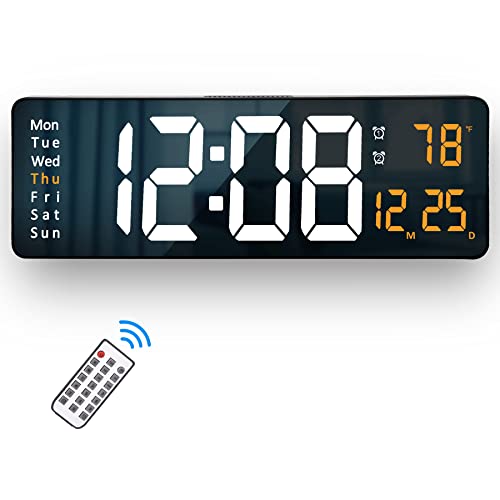 Large Digital Wall Clock, 16.2” LED Digital Clock Large Display, Dual ...