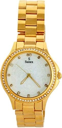 Sunex watch for women analog gold stainless steel dial white dial ...