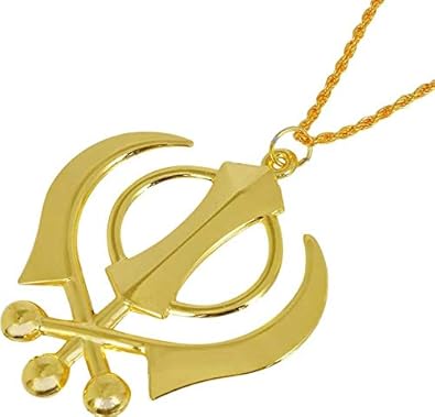 Buy CResha Gold Plated Medium Sikh Sardar Punjabi Khalsa Khanda Chain ...