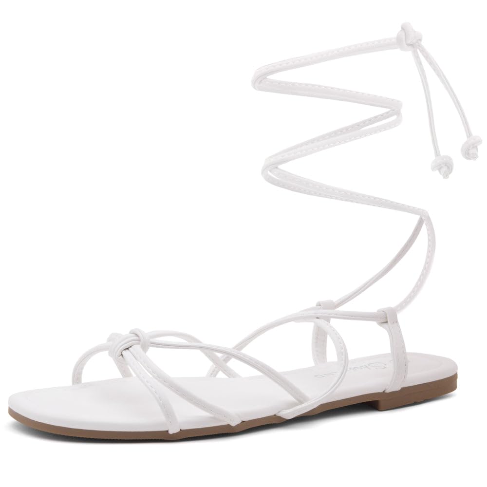 Shoe Land Women’s Flat Lace Up Sandals – Strappy Gladiator Sandals with ...