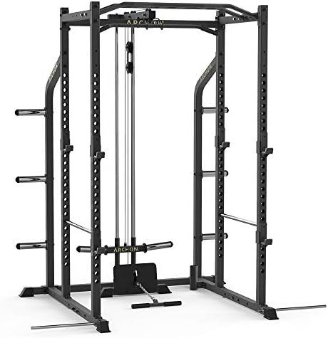 ARCHON Power Cage with LAT Pull and Low Row Cable Attachment | Squat ...