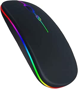 Amazon.com: Bluetooth Wireless Mouse,LED Slim Rechargeable Silent Mouse ...