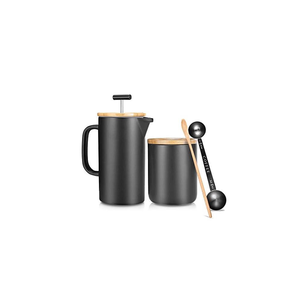 Ceramic French Press Coffee Maker + Grounds Canister | Escape Waste