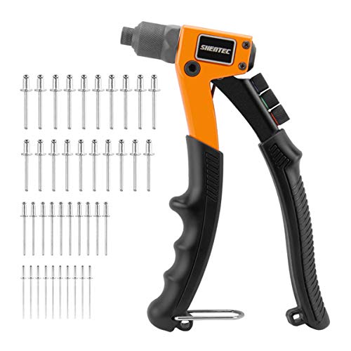 Shentec Rivet Gun Hand Riveter Set, 4 Sizes of Rivet Heads Attached ...