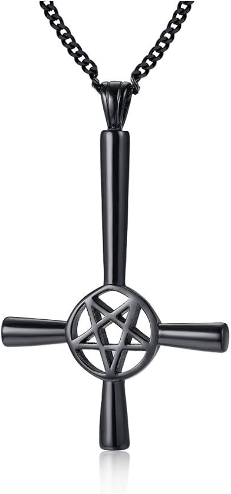 XUANPAI Church of Satan Necklace, Satanic Leviathan Cross Gothic Wiccan ...