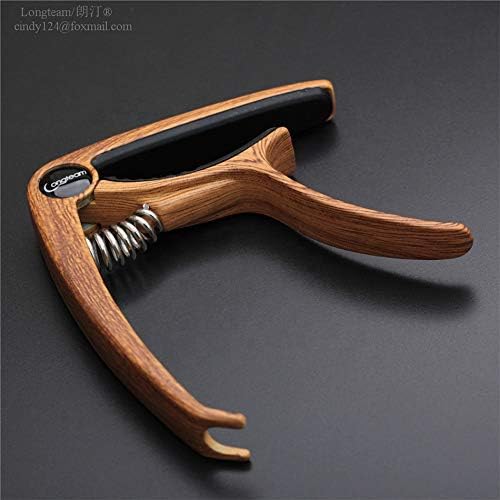 Capo Set with Leather Plectrum and Velvet Pouch in Wood Effect for ...