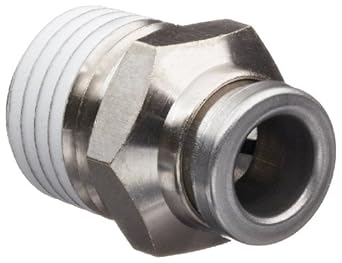 SMC KQB2 Series Nickel Plated Brass Push-to-Connect Tube Fitting, Connector with Sealant, 1/4 ...