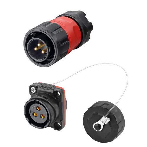 CNLINKO 3 Pin Power Industrial Circular Connector, Male Plug & Female ...