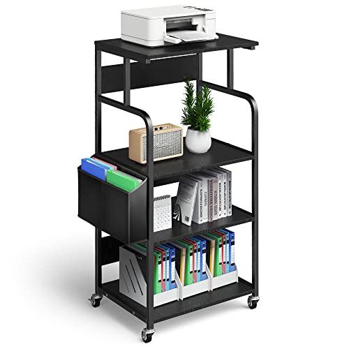 Bealife 4 Tier Home Printer Stand with Storage Bag, Tall Mobile Printer ...