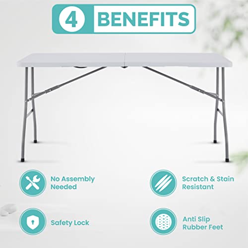 Naomi Home Folding Table 5ft Foldable Table Plastic Table Collapsible ...