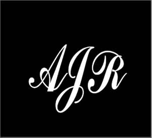 6" white Monogram 3 letters AJR initials script style vinyl decal for ...