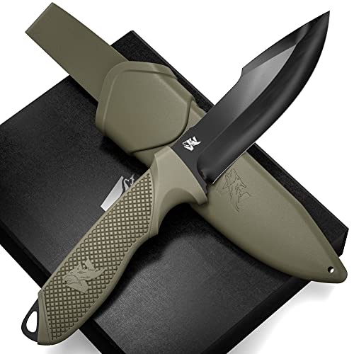 ODENWOLF HUNTER - Hunting Knife with Sheath - Strong Stick Tang Fixed ...