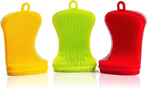 KASTWAVE 3 Pack Gentle and Hygienic Kitchen Silicone Sponge for Non ...