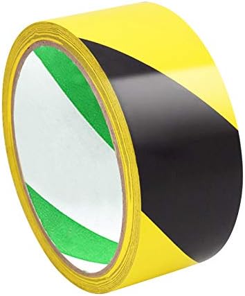 Hazard Tape Black and Yellow, SACONELL Safety Tape 48mm×20m, Warning ...