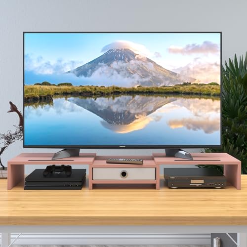 WESTREE Dual Monitor Stand Riser With Drawer, 3 Shelf Computer Monitor ...