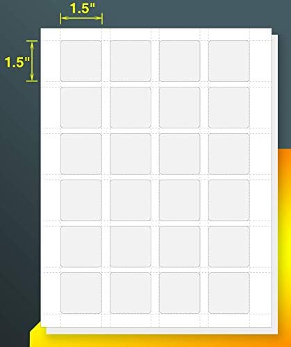 24UP 1.5" x 1.5" Square Labels for Laser & Inkjet Printers[100 Sheets ...