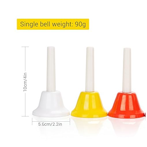 Lightwish Hand Bells Set Colorful 8 Note Handbells Diatonic Metal Bells ...
