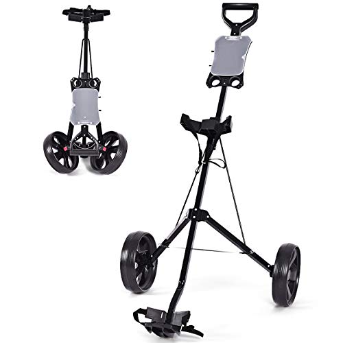Tangkula Golf Push Pull Cart, Lightweight Foldable 2 Wheels Push Pull ...