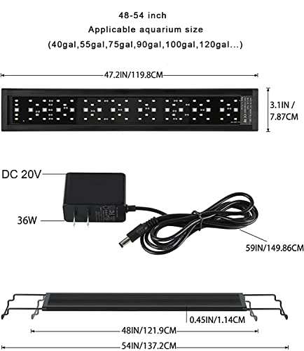 AMZBD Led Aquarium Light,Full Spectrum Aquarium Light,DIY & WRGB Color Temperature Adjustment,3 ...
