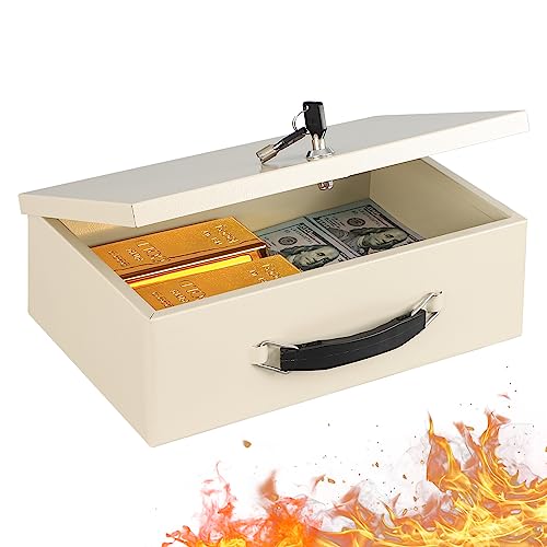 KYODOLED Fireproof Lock Box for Documents,Metal Strong Safe Box in ...